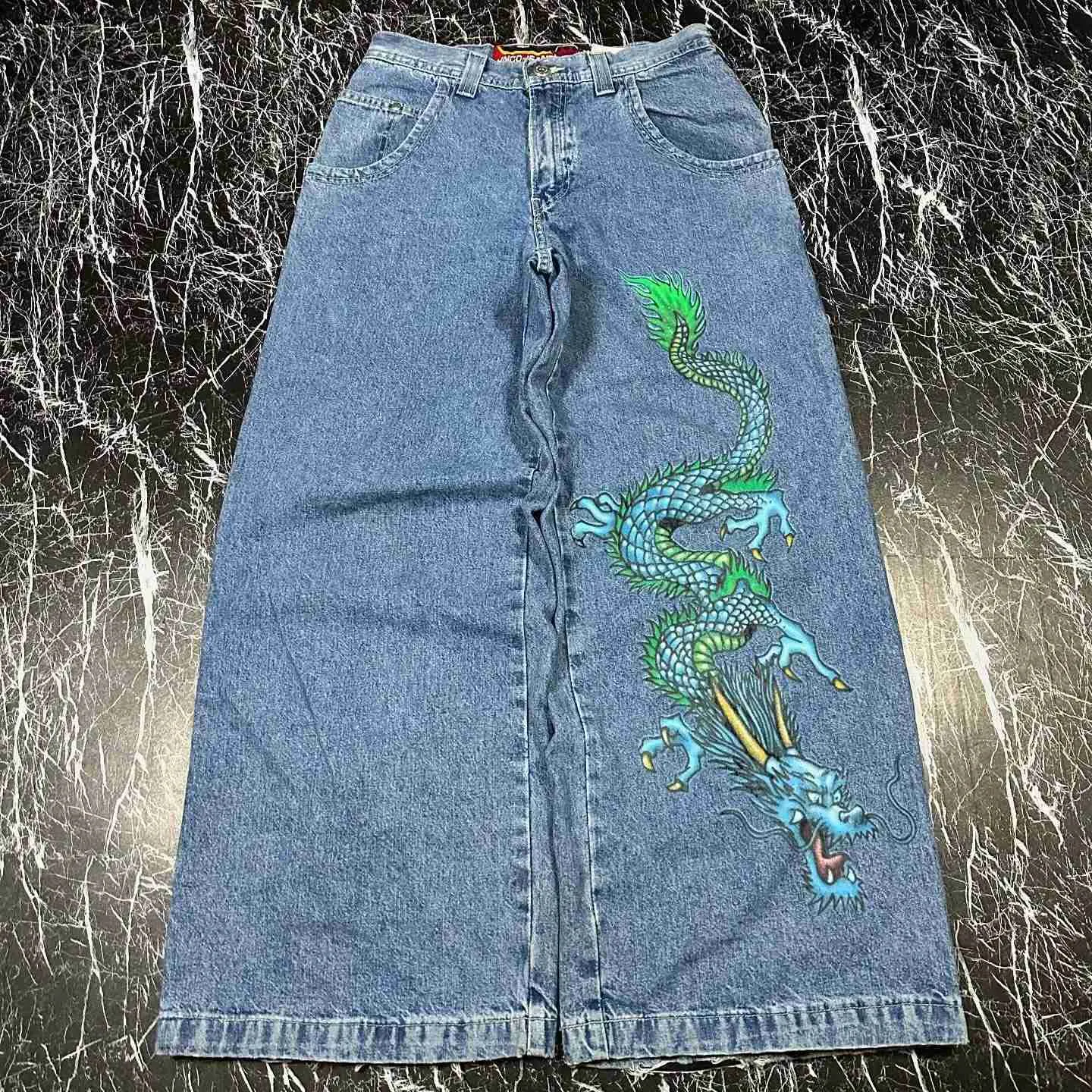 Haruku JNCO Gothic High Waisted Wide Wide Leg Trouser Jeans With Y2K ...