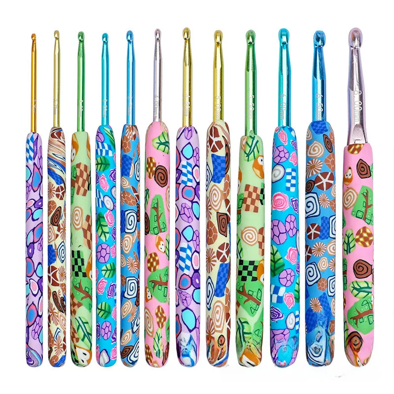 Premium Lace Handle Crochet Hook Set - Soft Grip Aluminum DIY Knitting ...