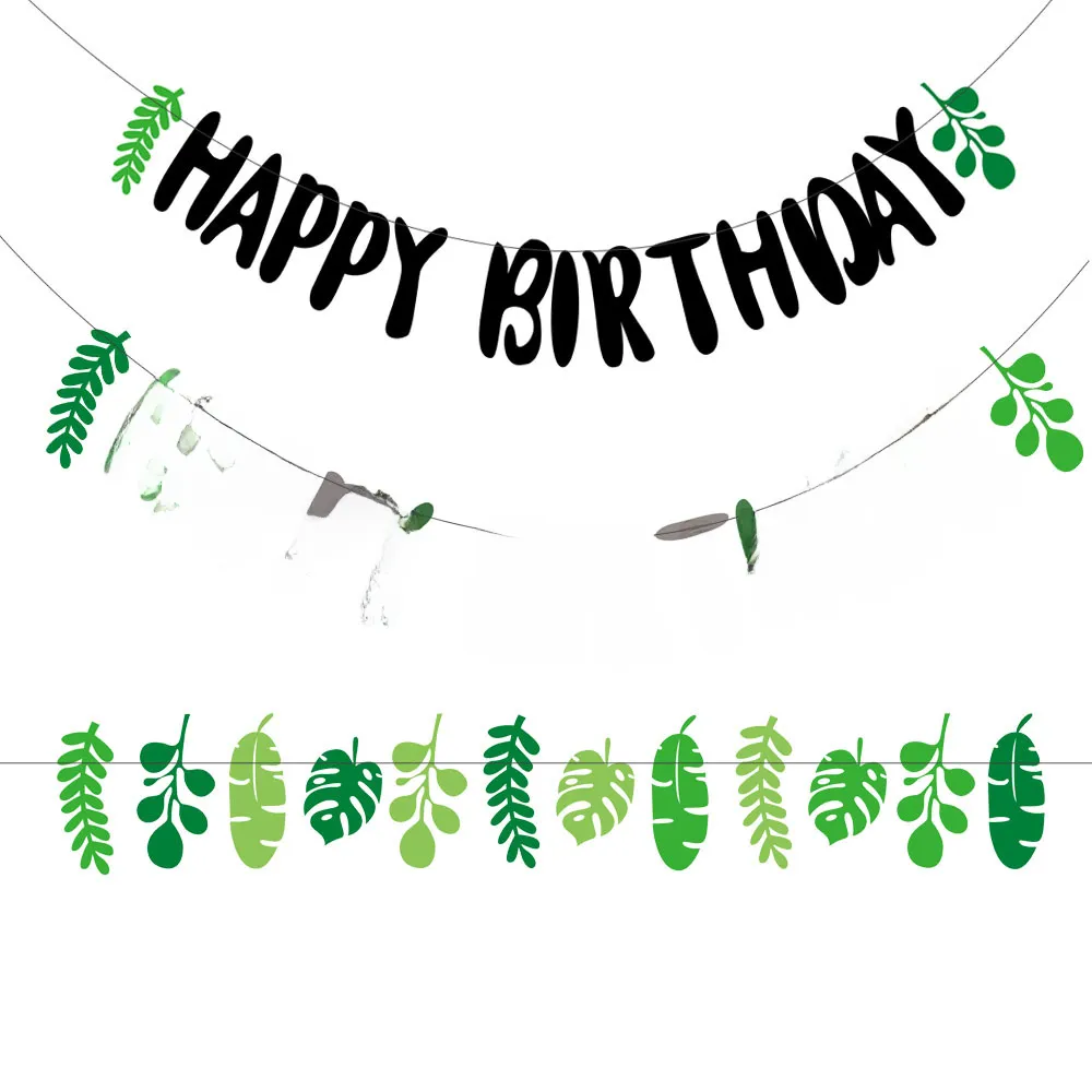 DHgate.com:Jungle Birthday Party Banner - Tropical Leaves Theme, Kids ...