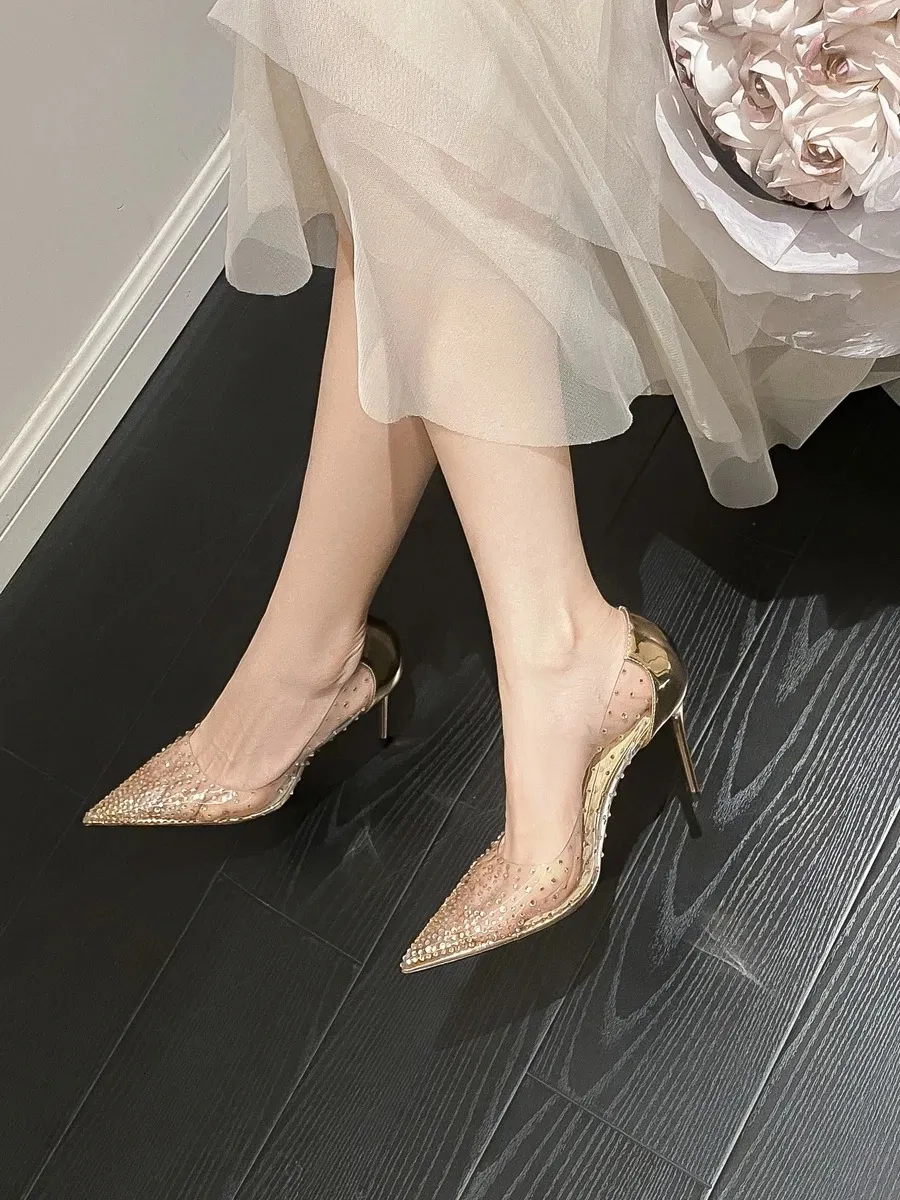 Bulk Diamond Heels: Women's Pointed Stiletto Heeled Shoes Crystal ...