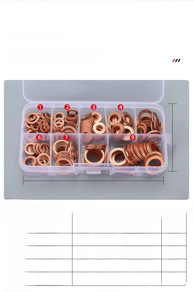 200-Piece Copper Gasket Set: M5-M14 Oil Seal Washers & O-Rings ...