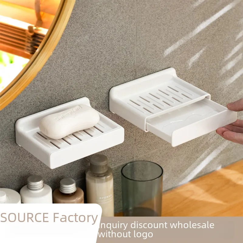 Soap Box Wall Mounted Toilet Rack Non Perforated Double Layer Draining ...