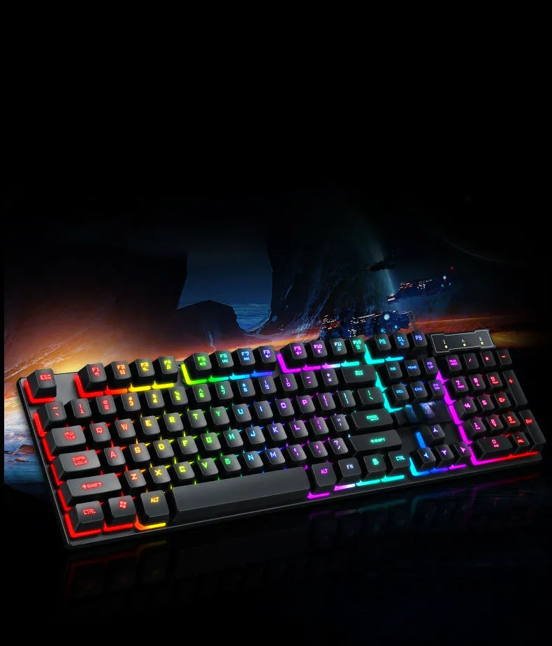 T WOLF Thunderwolf T20 RGB Wired Mechanical Feel Gaming Keyboard ...