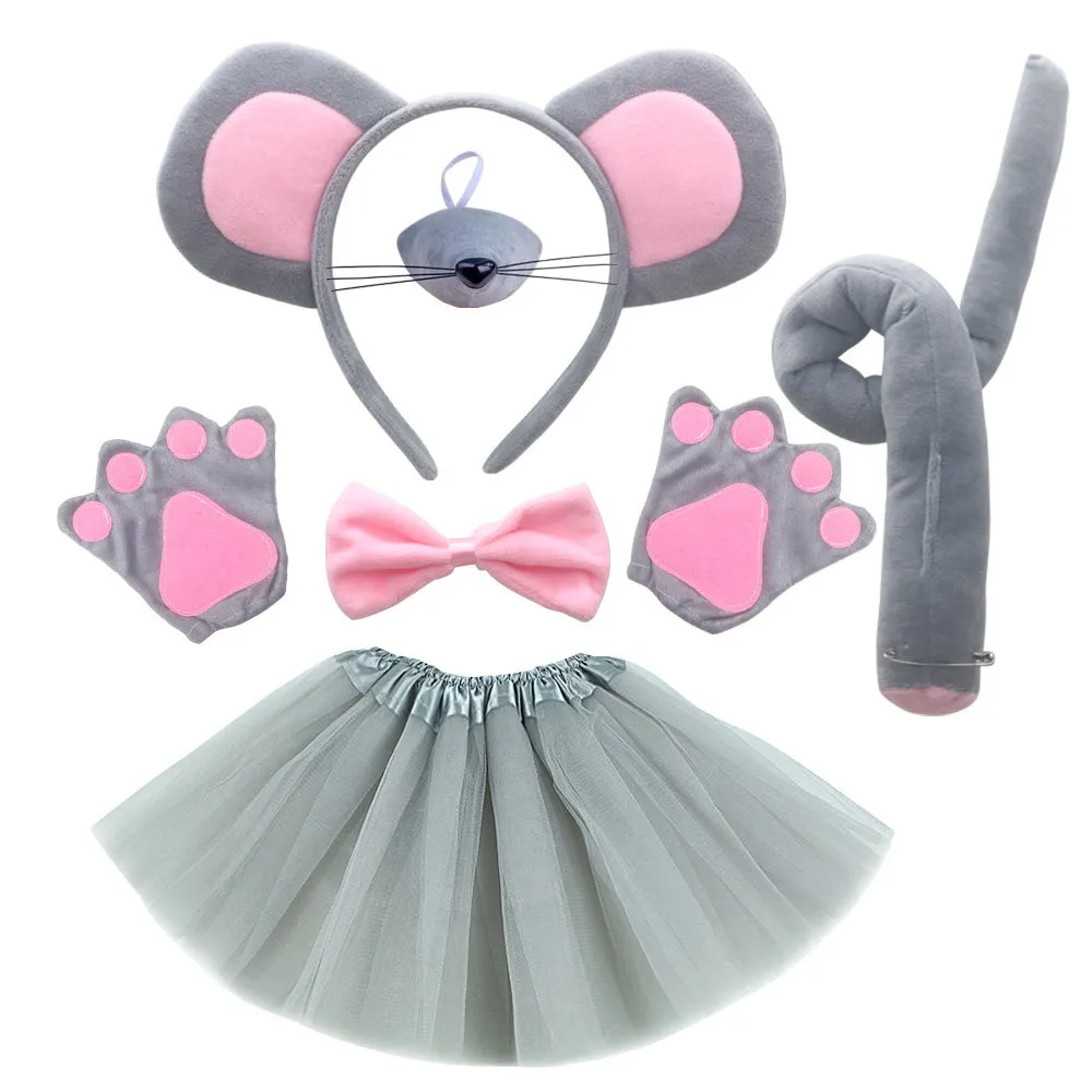 Rat Costume Set For Girls Includes Ears, Nose, Tail, Bow Tie & Tutu ...
