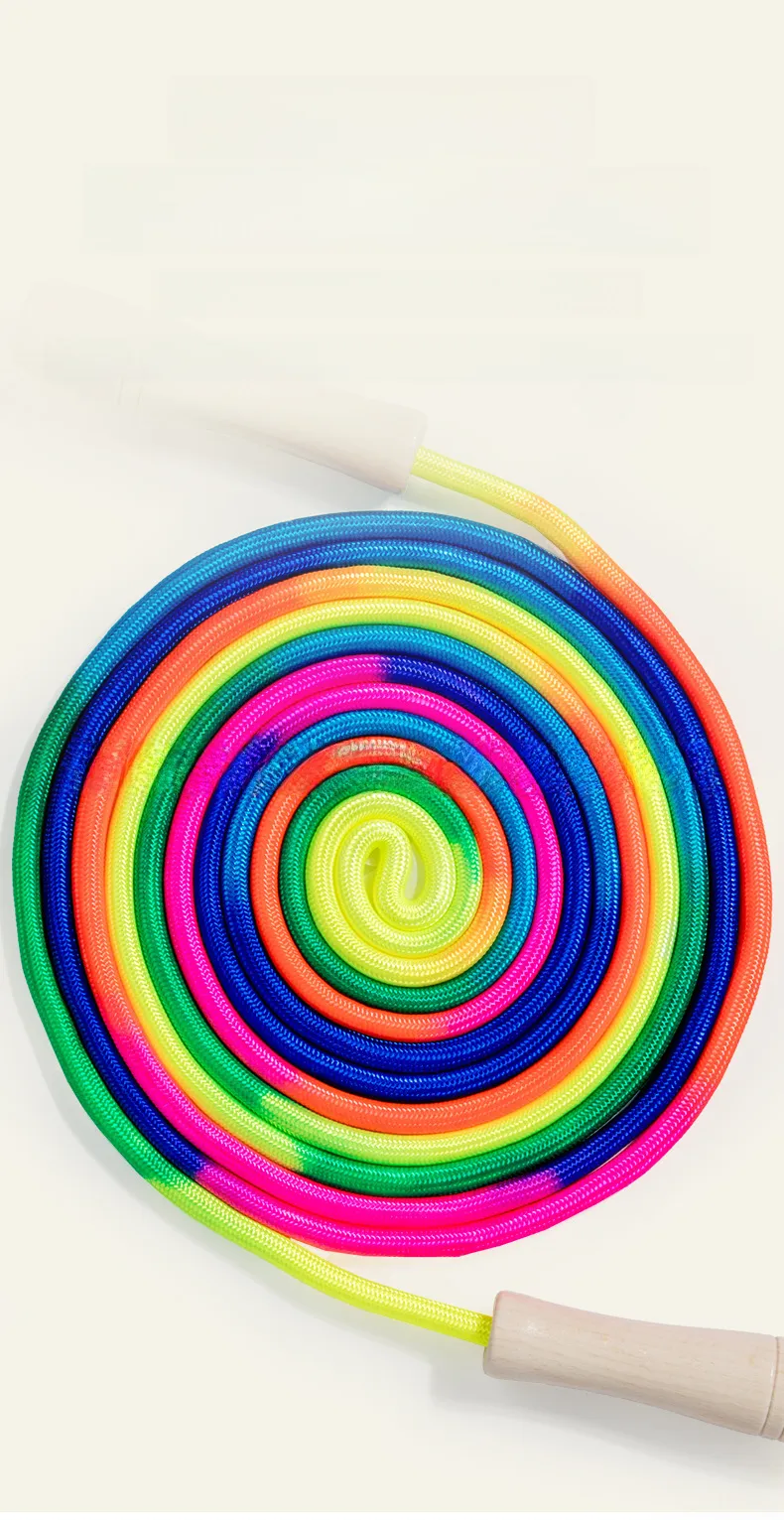 Rainbow Wooden Long Rope Skipping Set - 5m/7m Group Rope for Students ...