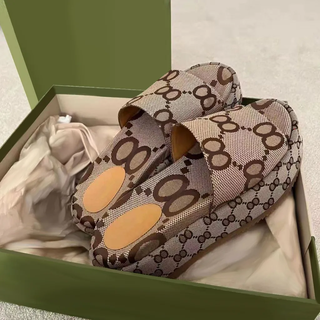 Womens Designer Leather Platform Sandals Slides Slippers Shoes From ...