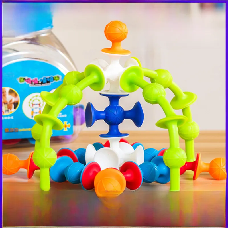 DHgate.com:2024Soft Suction Cup Building Blocks DIY Toy | 100Pcs Music ...
