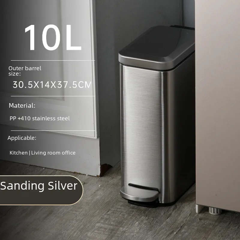Rectangular Stainless Steel Trash Bin Modern Simple Pedal Mute Living ...