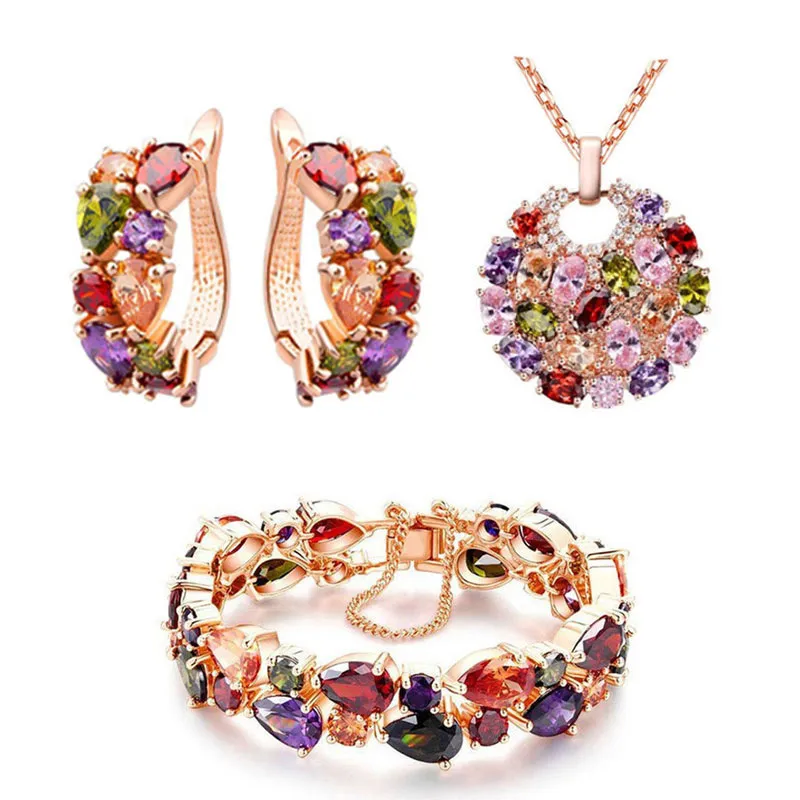 Elegant Water Drop Crystal Jewelry Set - Bride Necklace & Earrings ...