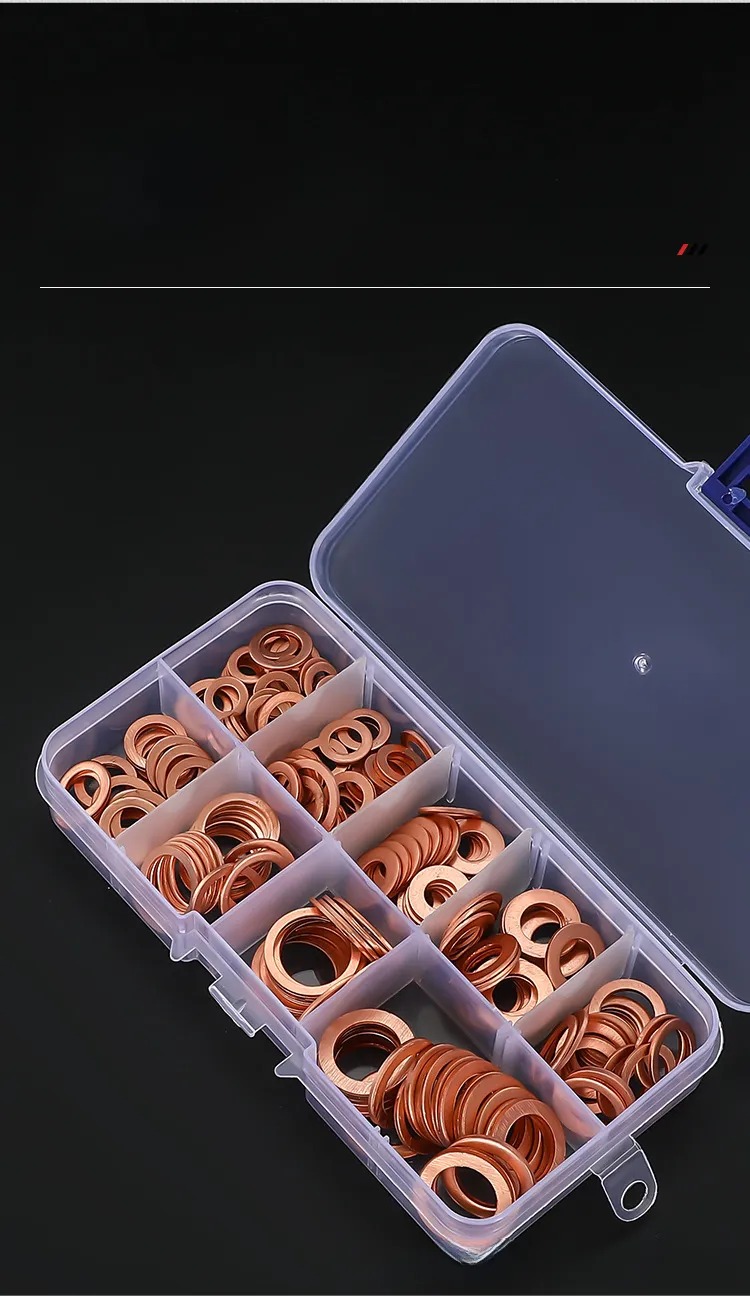 200-Piece Copper Gasket Set: M5-M14 Oil Seal Washers & O-Rings ...