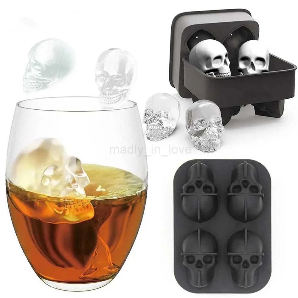3D Skull Ice Cube Mold - 4 Grid Whisky & Cocktail Ice Tray, Perfect for ...