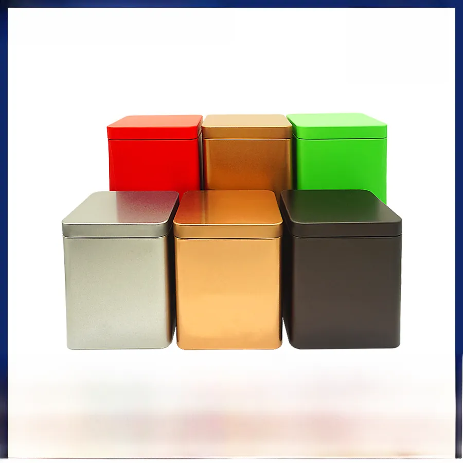 Sealed Square Frosted Coffee Bean Tin Cans Solid Color Storage Tea ...