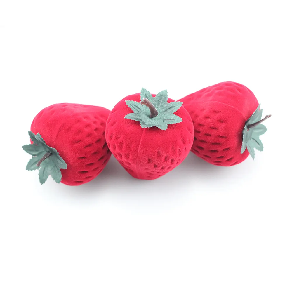 Charming Strawberry Ring & Earrings Box: Soft Flocking Jewelry ...