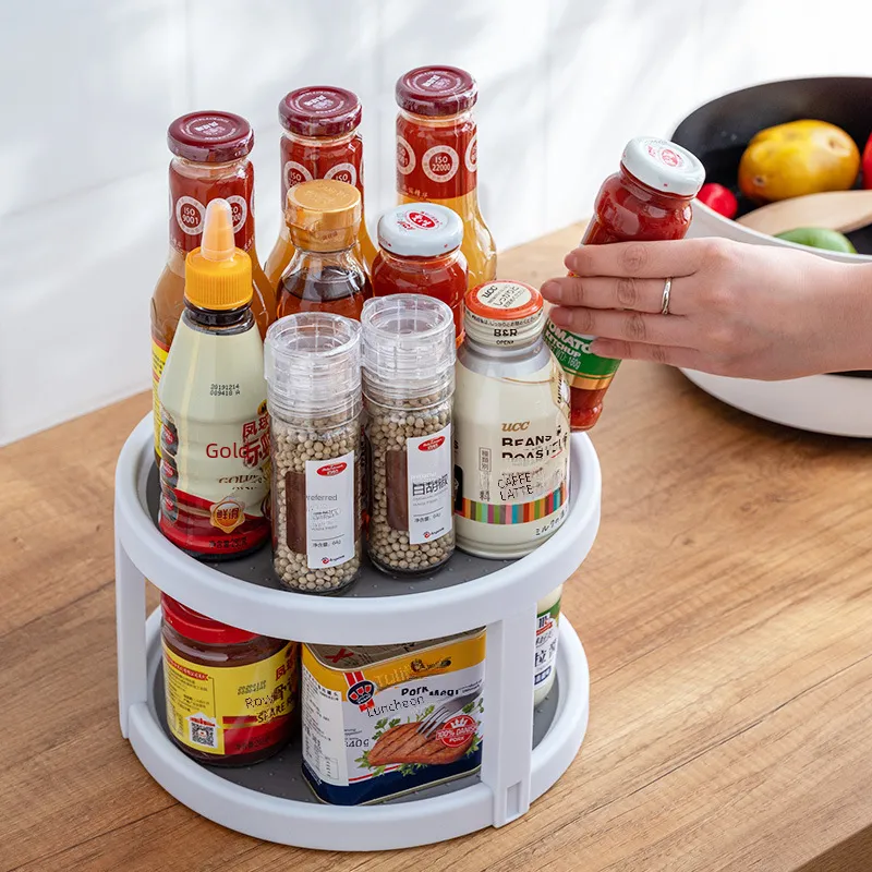 Double-Layer Rotating Kitchen Organizer: Condiment, Fruit & More! Shop ...
