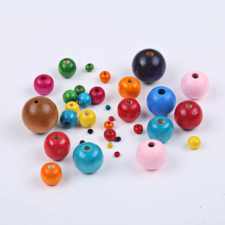 Colorful Wood Beads for DIY Jewelry Making: 6-25mm Assorted Sizes ...