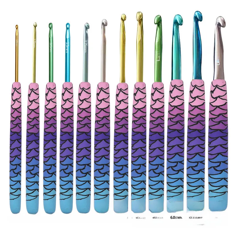 Premium Lace Handle Crochet Hook Set - Soft Grip Aluminum DIY Knitting ...