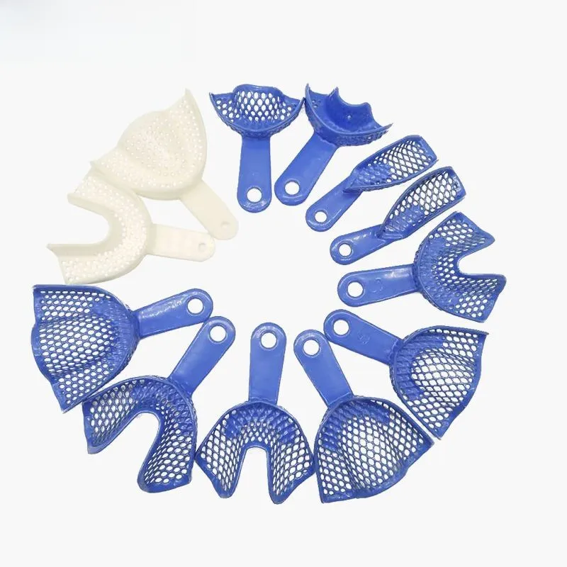 DHgate.com:Blue Plastic Steel Dental Impression Trays Disposable Mesh ...