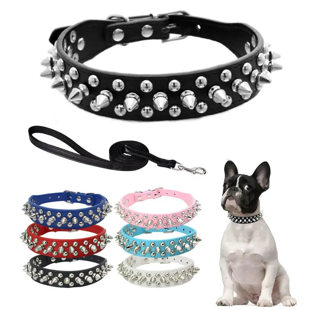 DHgate.com:Faux Leather Spiked Dog Collar and Leash Set with Mushroom ...