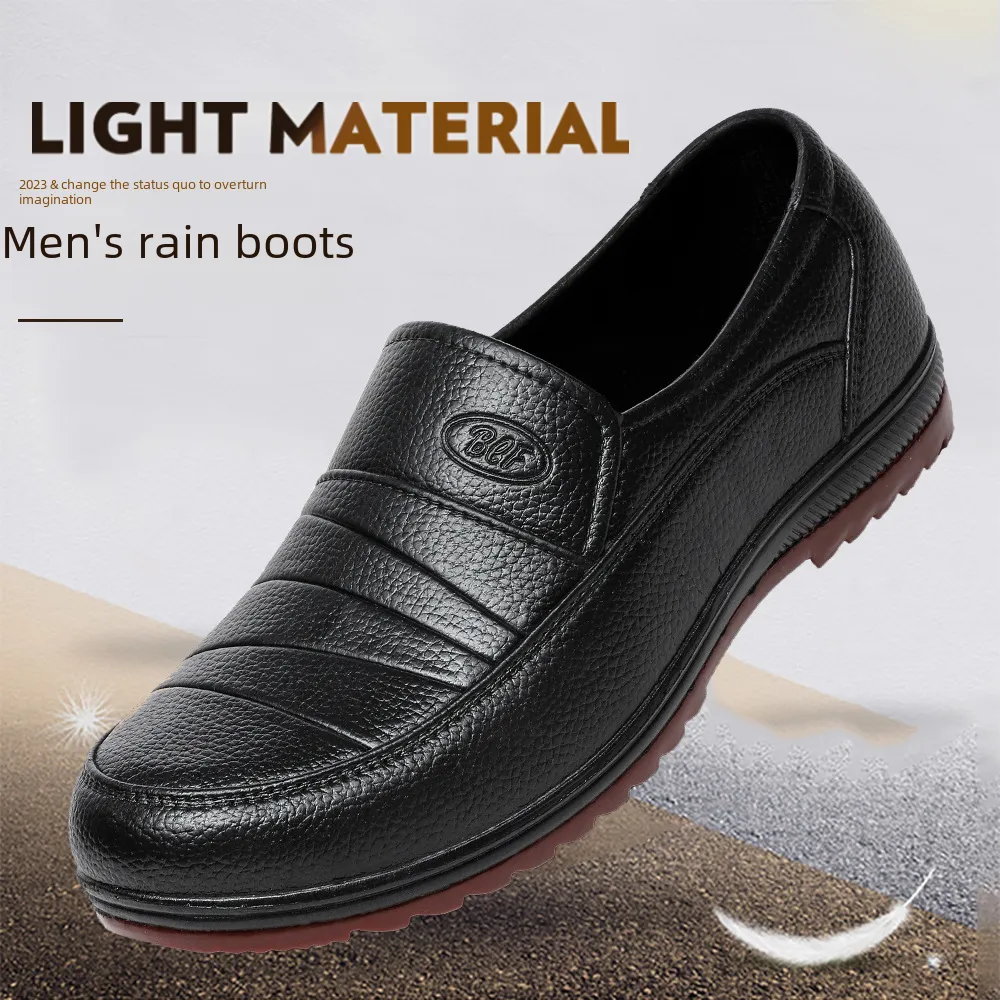 Mens Waterproof Low Top Beef Tendon Sole Mens Rubber Rain Shoes Non ...