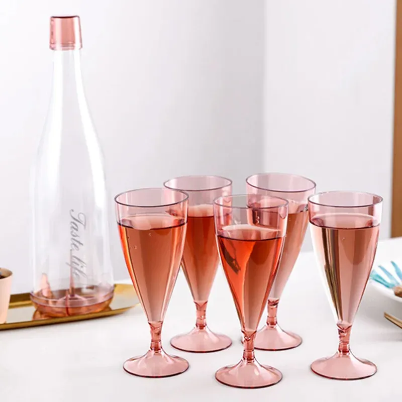 Portable Plastic Polycarbonate Wine Glasses Set With Storage Bottle ...