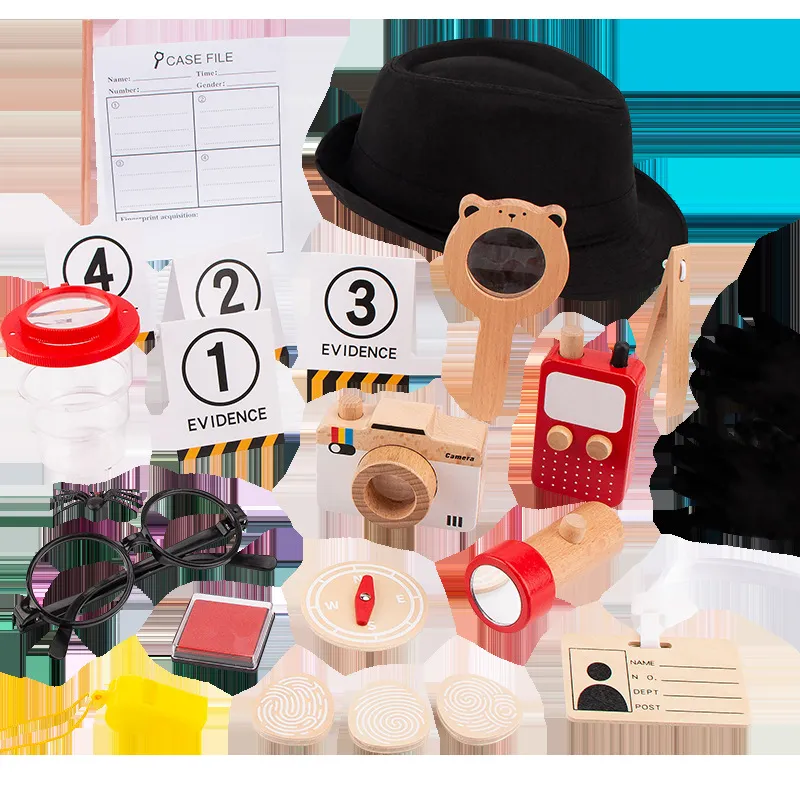 Simulation Police Kit For Pretend Play: Wooden Detective Reasoning ...
