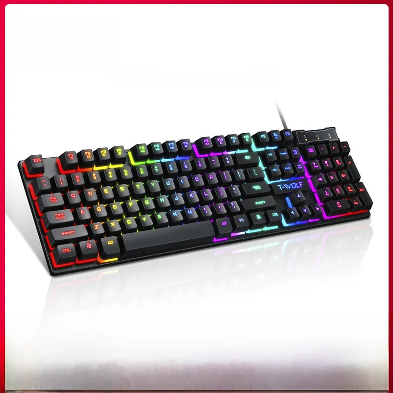 T WOLF Thunderwolf T20 RGB Wired Mechanical Feel Gaming Keyboard ...