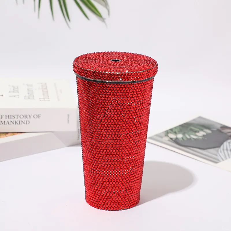 Sparkling Stainless Steel Thermos Cup with Straw - Double-Wall ...