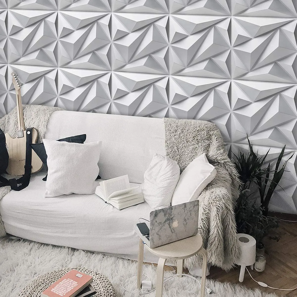 PVC three-dimensional board background wall stickers wall panels direct ...