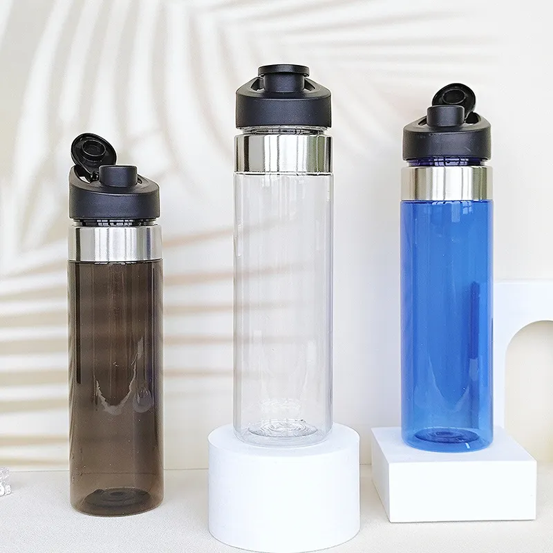 Plastic steel ring Cup 600ml round round round printing flip cover ...