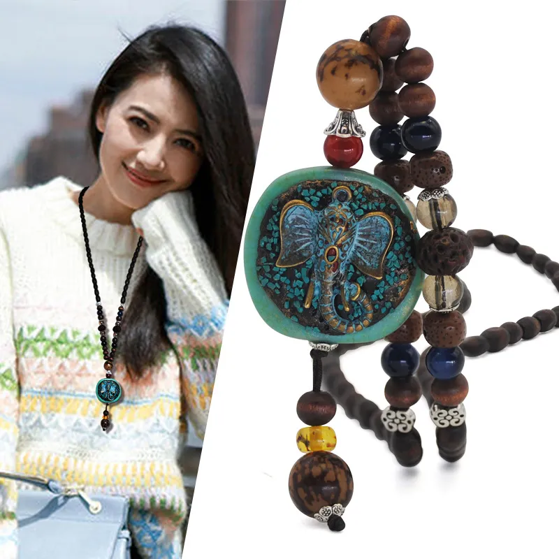 Exotic Style Long Necklace: Retro Pendant Sweater Chain with Buddha ...