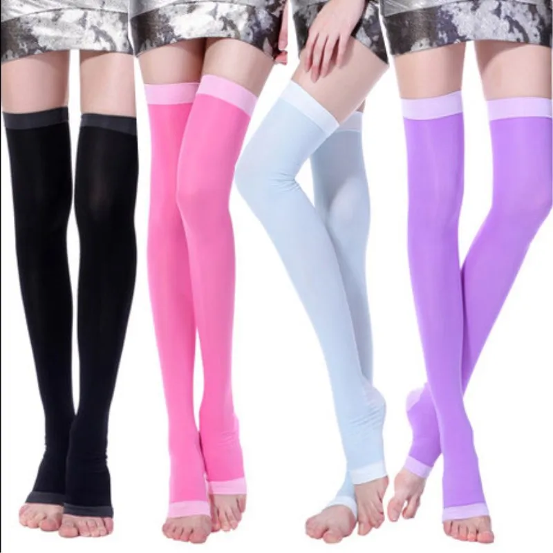 Premium Open Toe Compression Leg Shaping Socks - 480D Support Pantyhose ...