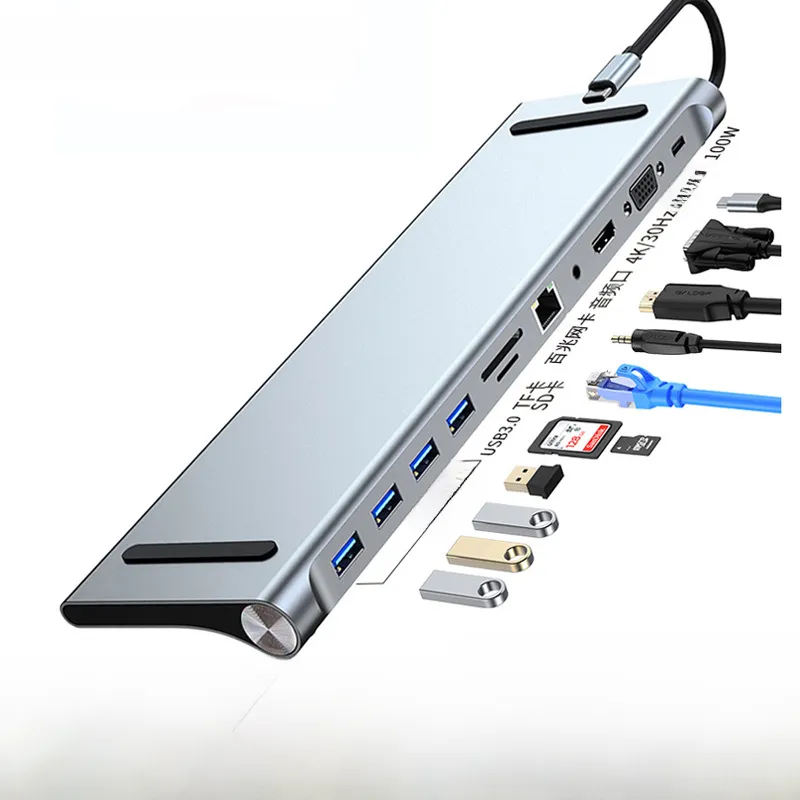 DHgate.com:11-in-1 Laptop Docking Station, Aluminum Alloy Universal ...