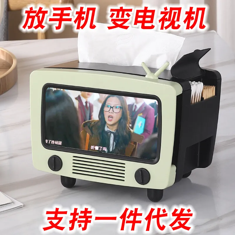 Cute Desktop Tissue Box with Phone Holder - Multifunctional Storage ...