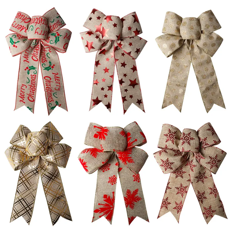 DHgate.com:Fine Hemp Snowflake Christmas Ribbon Bows, Set of 100, Red ...