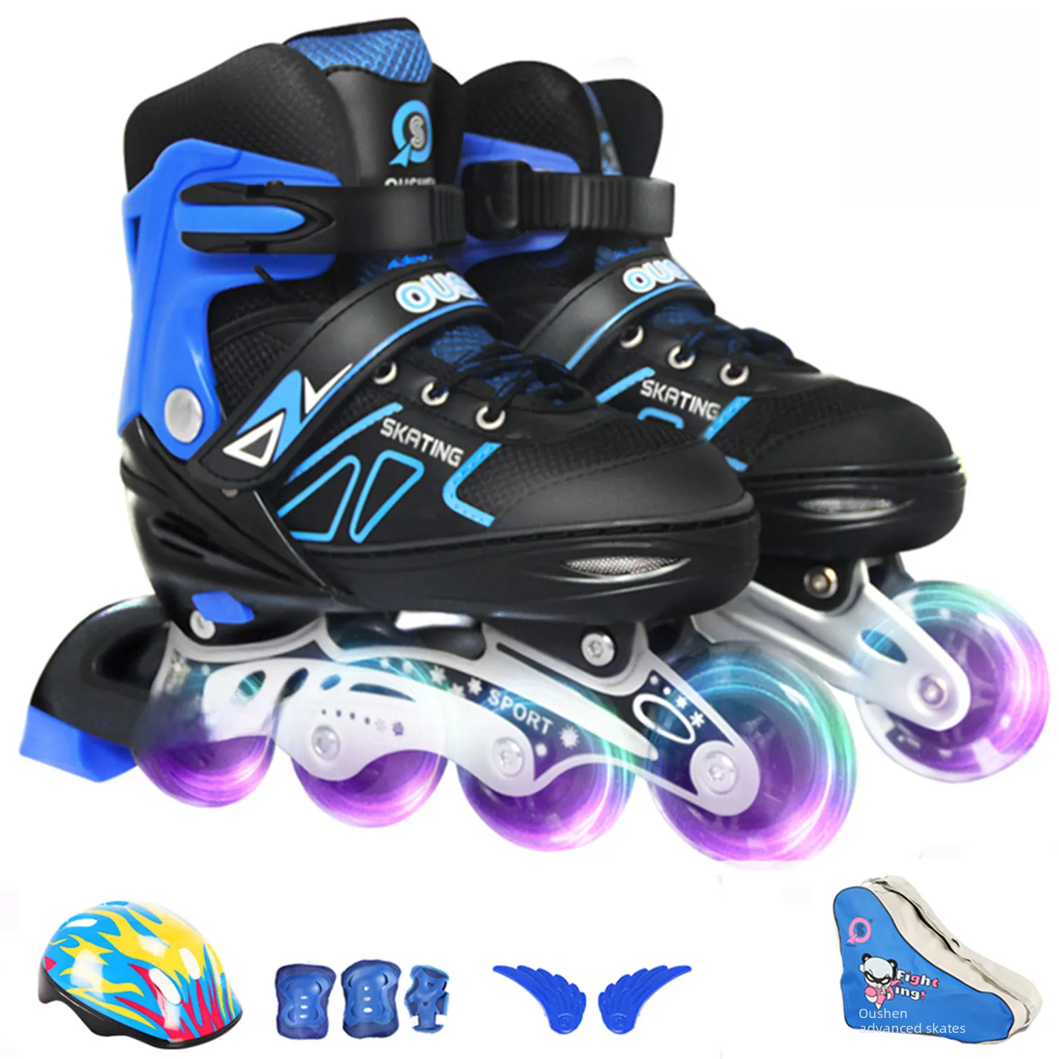 DHgate.com:Soft Cross-Border Adult Inline Skates: Adjustable Full Flash ...