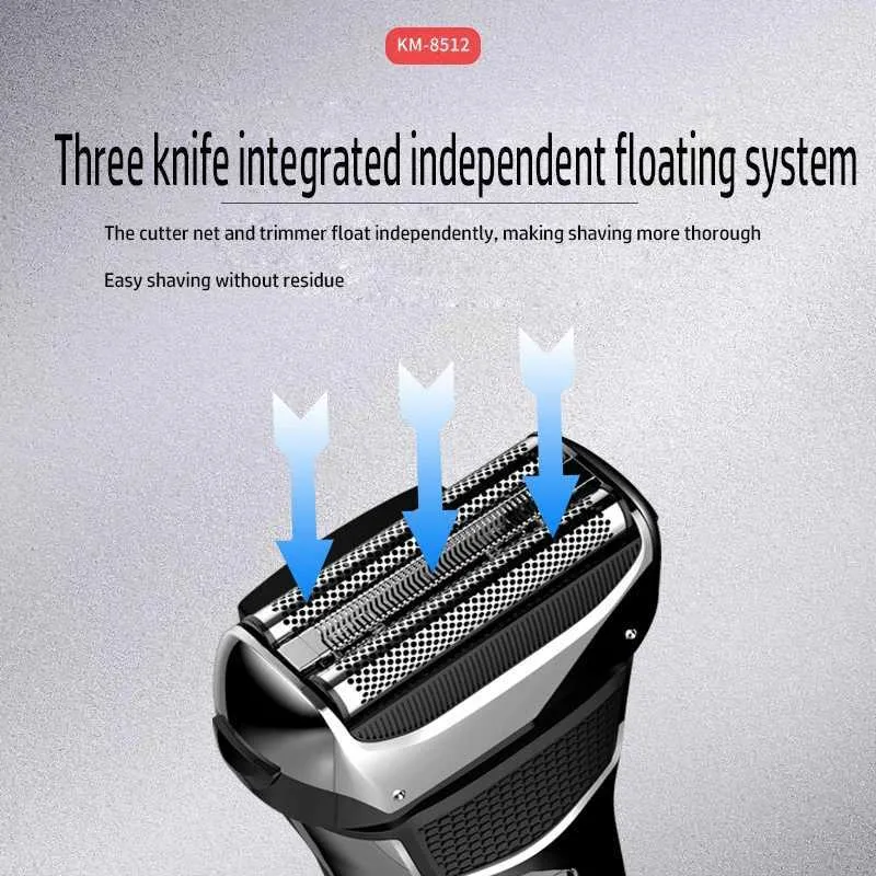 Premium 3-Blade Electric Shaver - Wet & Dry Rechargeable Razor for Men ...