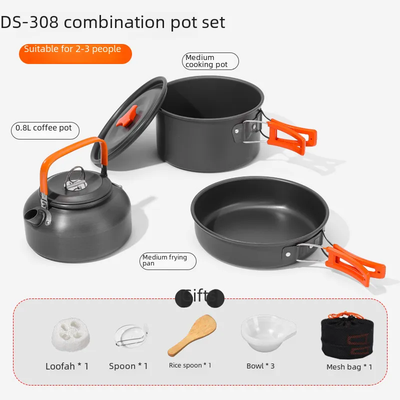 Portable Camping induction stove pan set for 2-3...
