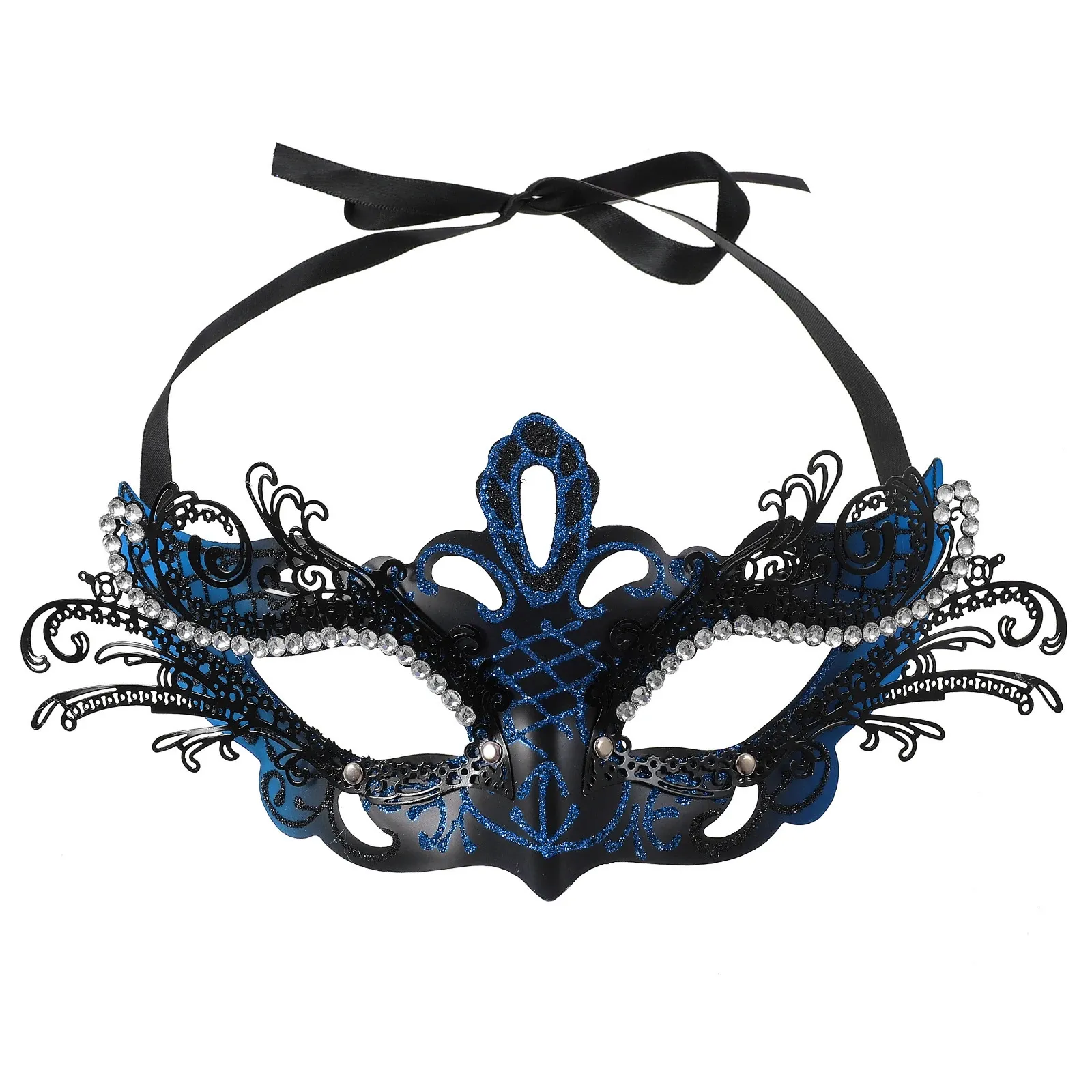 Butterfly Masquerade Mask Iron Women Half Face Hollow Eye Line Diamond ...
