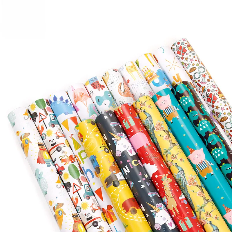 DHgate.com:Premium Wrapping Paper Set: 50 Sheets Gift Cartoon Design ...