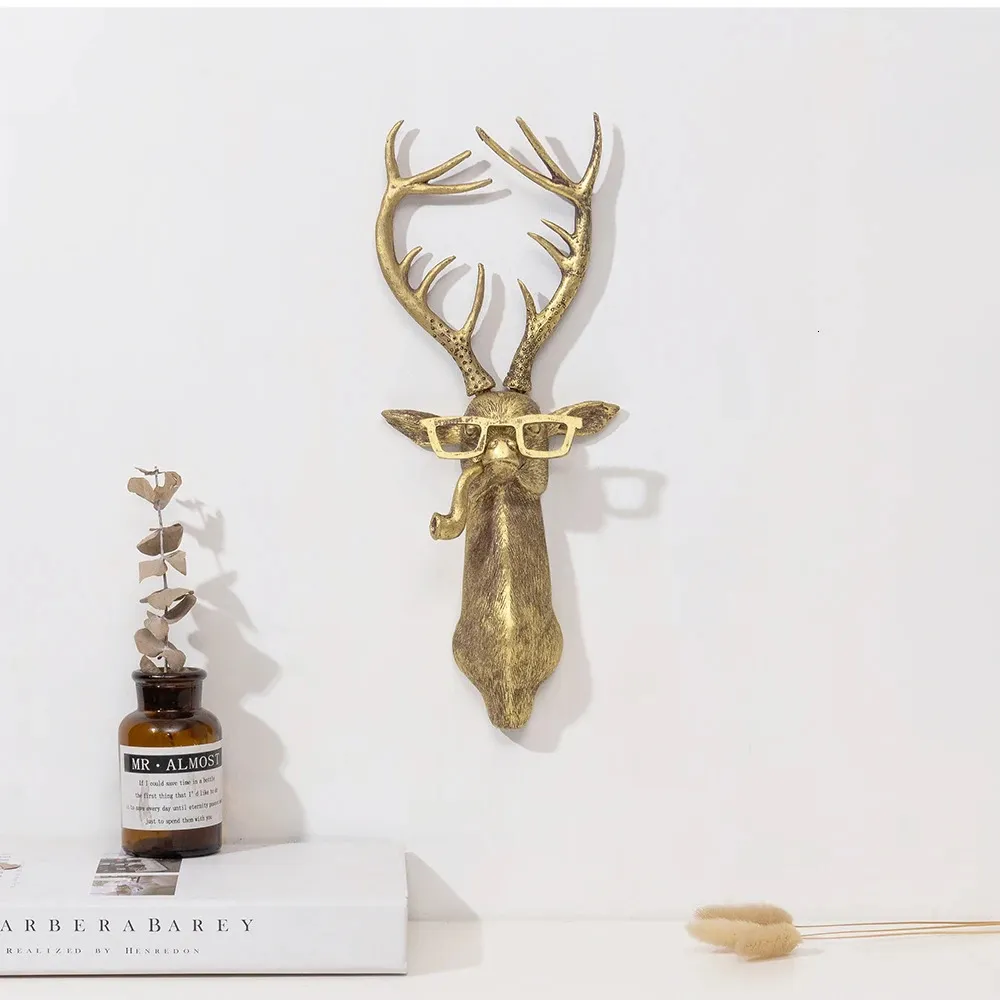 Bronzed Resin Deer Head Wall Art - Elegant Animal Sculpture, Unique ...