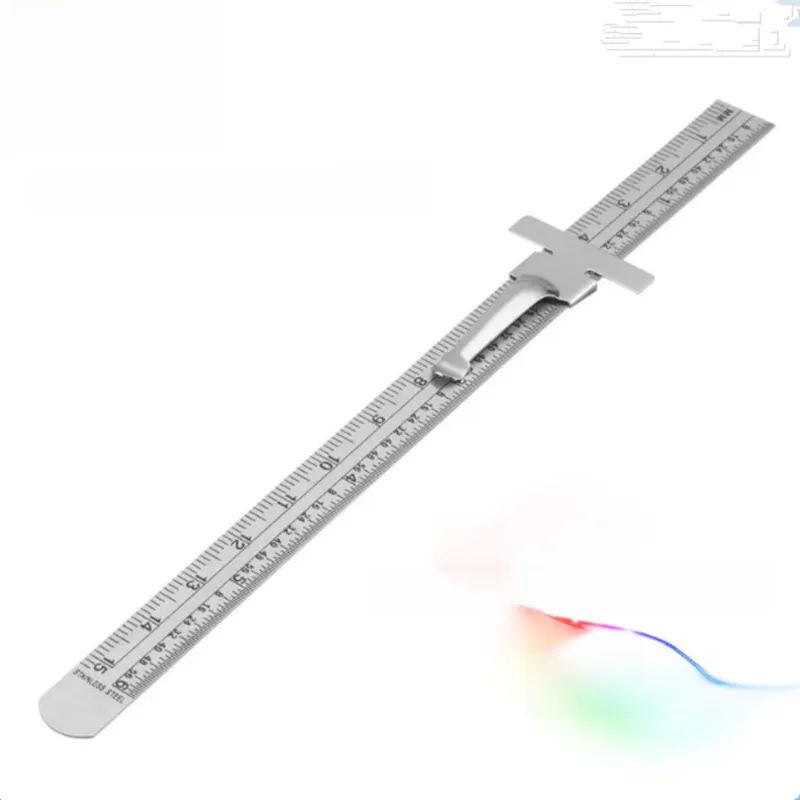 Premium 15cm Stainless Steel Ruler Pen Holder with Sliding Clip ...