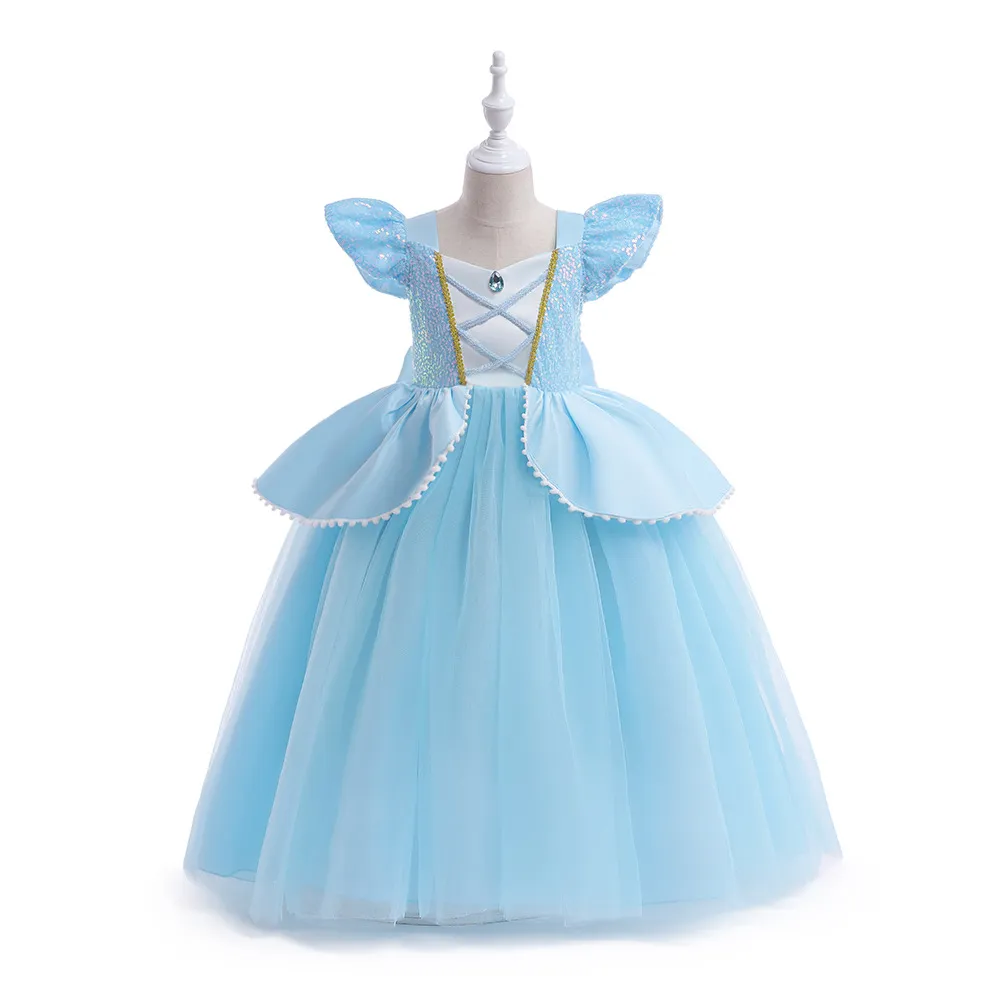 Girls Princess Princess Cosplay Dress With Mesh Shag And Long Hair ...