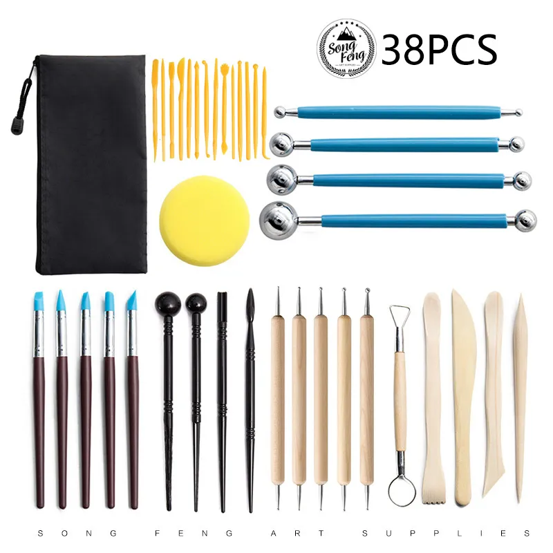 38-Piece Ceramic & Clay Sculpting Tool Set: Texture, Indentation ...