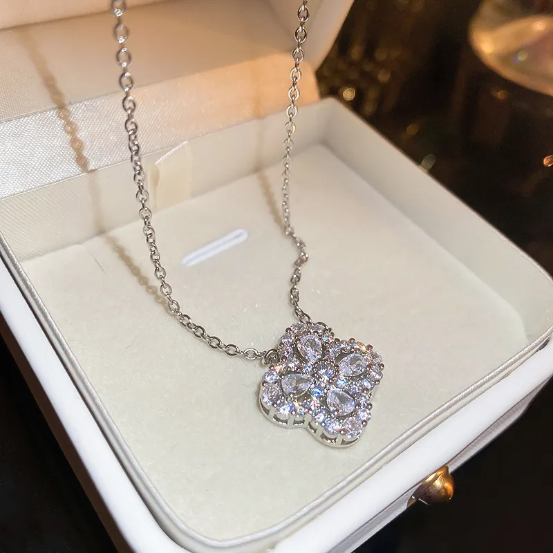 Silver Plated Cubic Zirconia Pendant Necklace and Earrings Set for ...