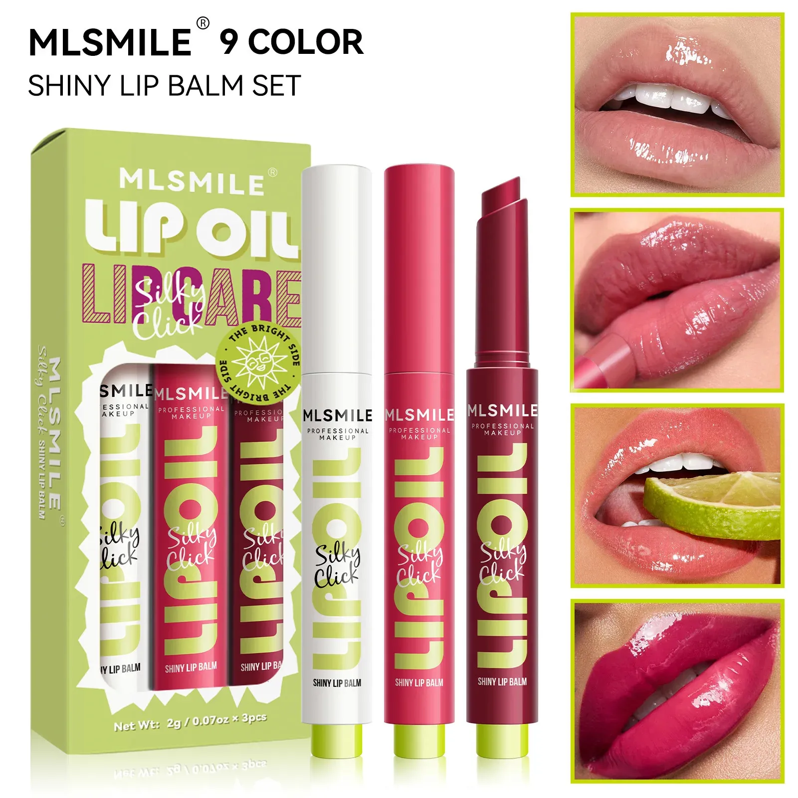 3-Piece Solid Lip Glaze Set with Mirror Glass, Moisturizing Lipstick ...