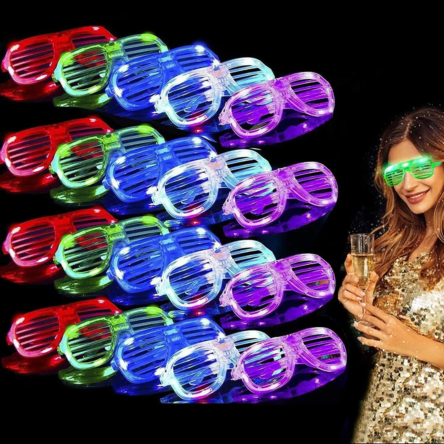 DHgate.com:Glowing Shutter Shades | 5 Pack Light Up LED Glasses | Neon ...