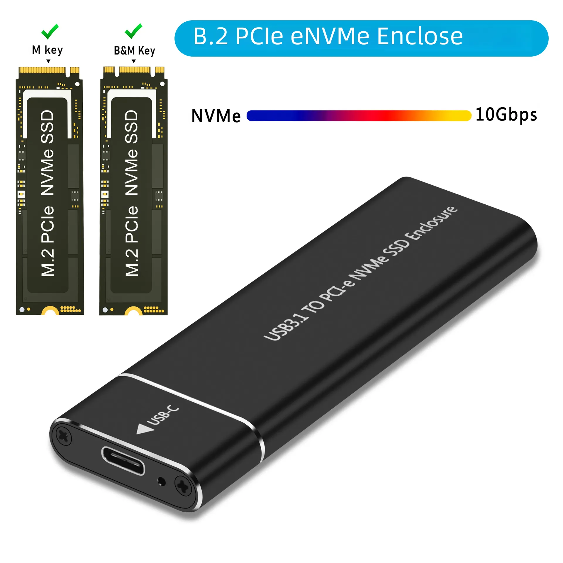 10Gbps USB3.1 NVME ssd disk enclosure with M.2 Interface and PCI ...