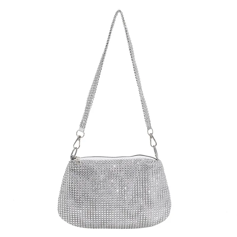 Silver Rhinestone Evening Bag: Sparkling Crossbody Purse, Perfect for ...