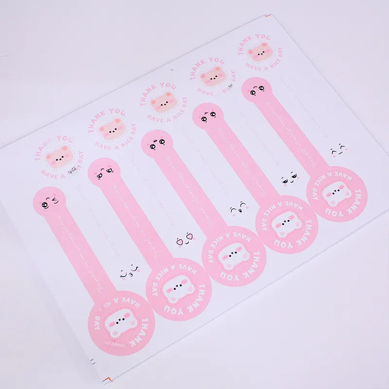 100 stickers/packs of pink long stickers round self-adhesive baking ...