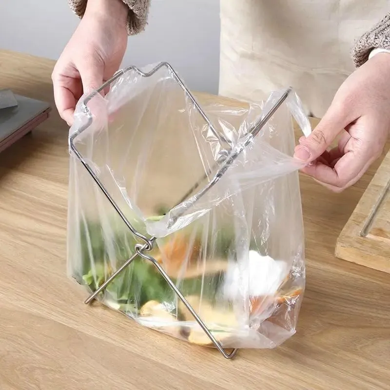 Portable Folding Trash Bag Stand - Stainless Steel, Multifunctional ...